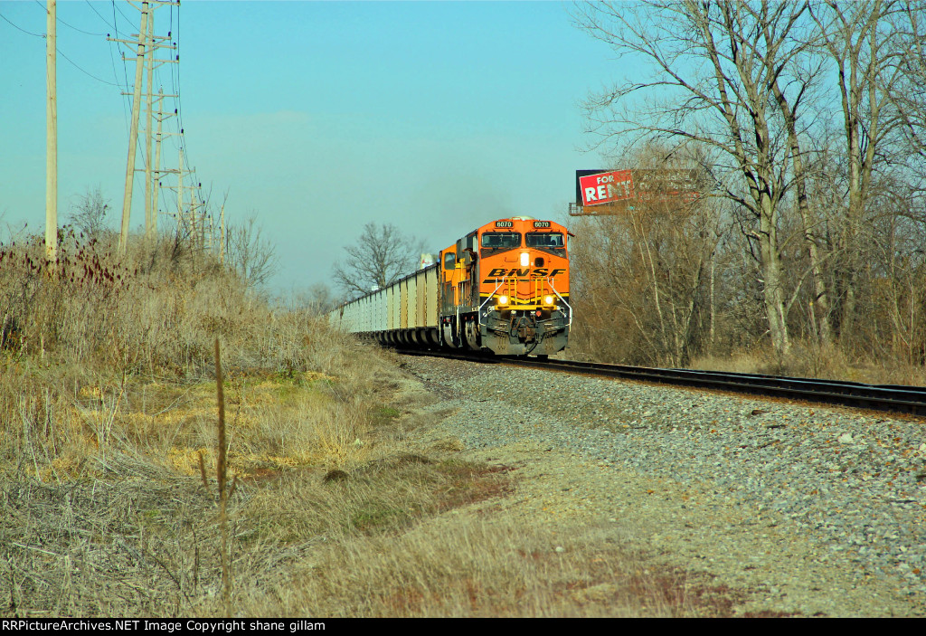 BNSF 6070 Slows into Old Monroe.